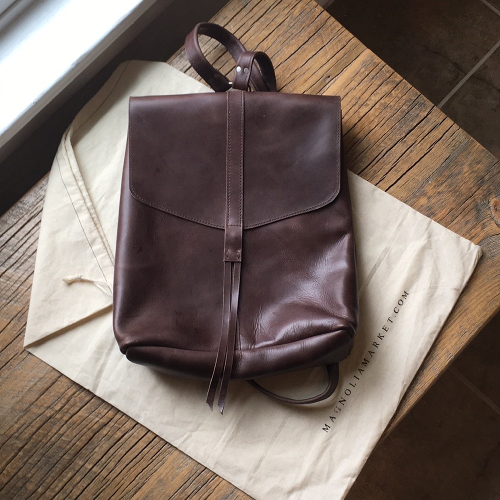 Raven & Lily Brown Leather Backpack Magnolia Nwot - Gem